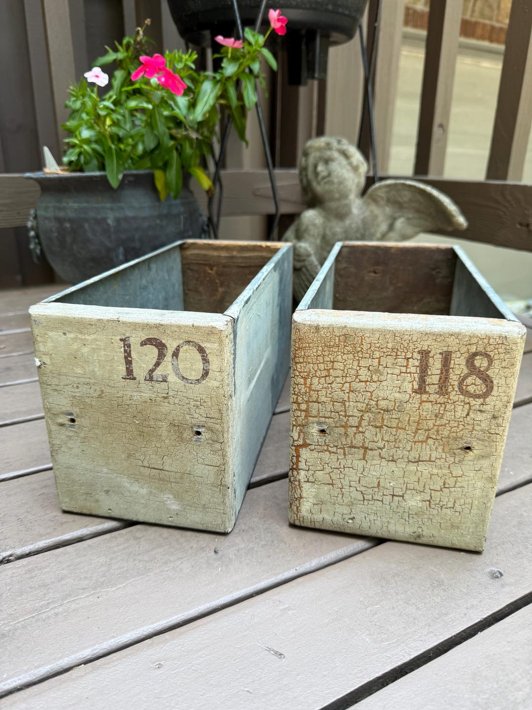 SALE Antique Victorian Zinc Drawers Wood Boxes Painted & Numbered ...
