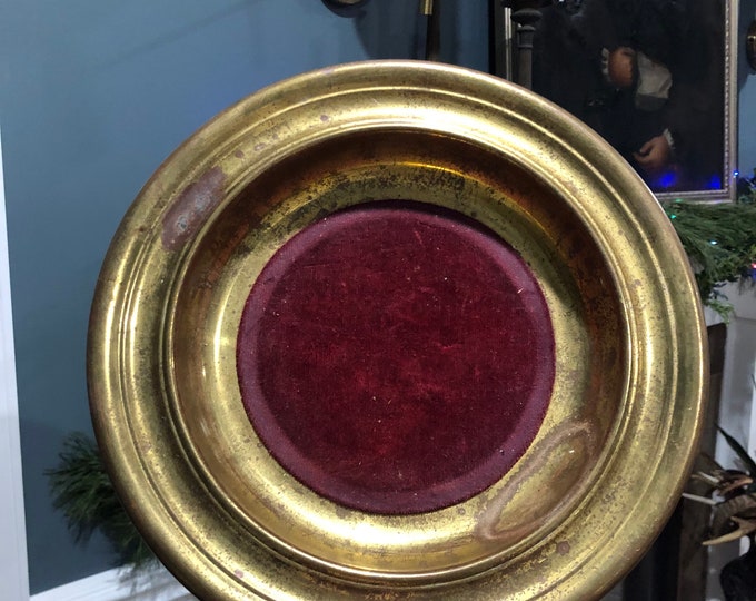 Large Vintage Brass Religious Collection Plate Offering Plate Altar ...