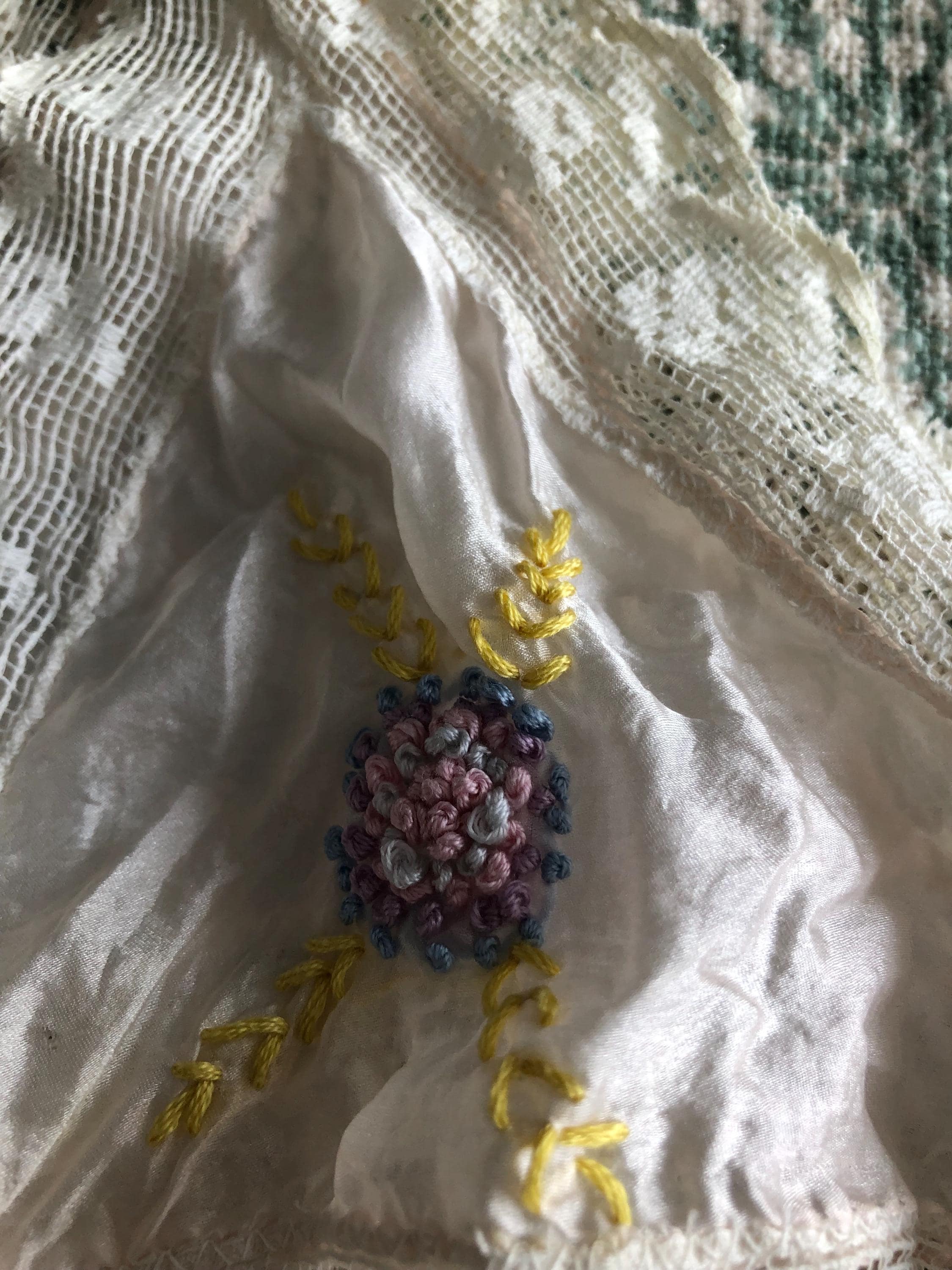 Antique Victorian Undergarment Chemise Silky Fabric Darling Embroidered ...