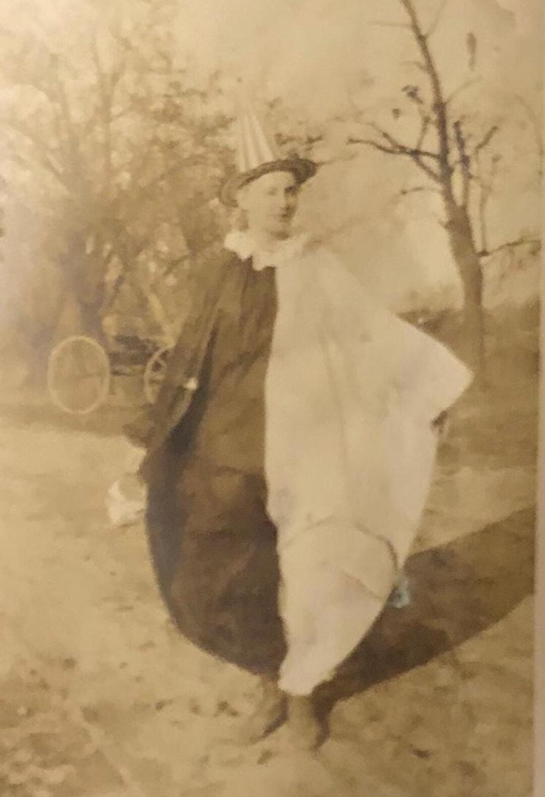 Antique Photo Sepia Snapshot Great Clown Costume Mask Halloween Art ...