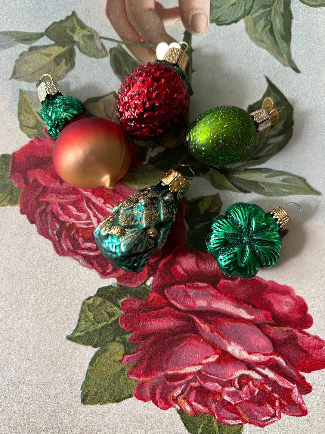 Vintage Old World Christmas Ornaments SOLD SEPARATELY Strawberry Peach Shamrock Christmas Tree ...