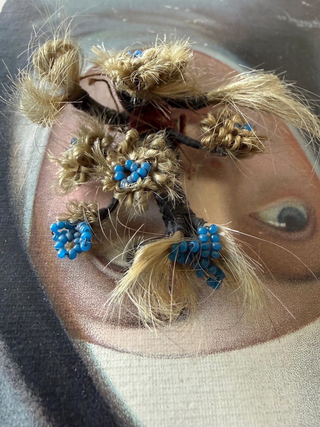 Antique Victorian Memorial Hair Art Blonde Plaited Hair Destash Art ...