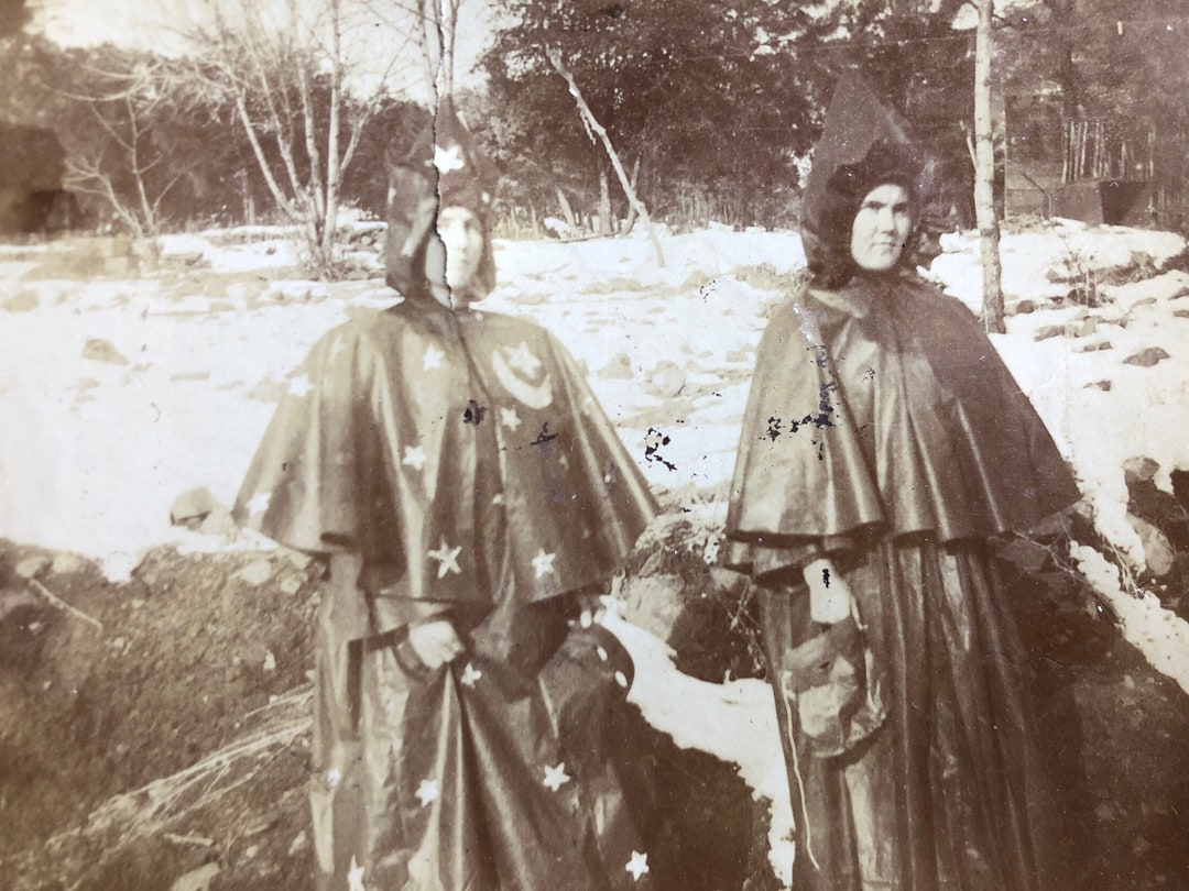 SUMMER SALE .. Antique Photo Halloween Sepia Photo Snapshot Sister ...