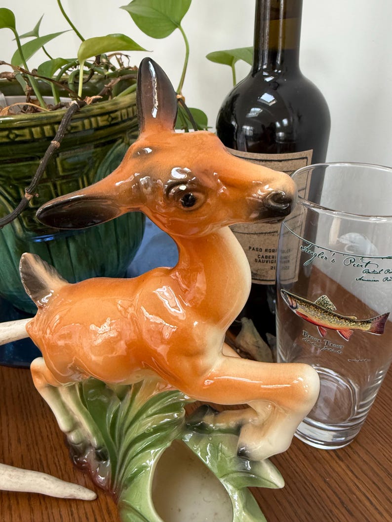 Vintage MCM Deer Planter Leaping Deer Pottery AS IS - Etsy
