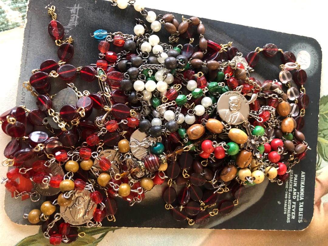 Vintage Large Rosary Lot Rosaries Pieces Destash Jewelry Making Plus Bonus Crafting - Etsy