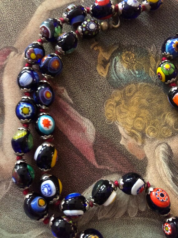 Fabulous Vintage ITALIAN GLASS BEAD Triple Strand Nec… - Gem