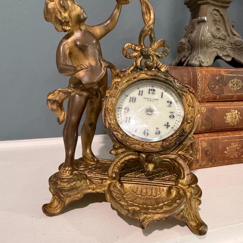 Antique Cherub Mantle Clock - Etsy