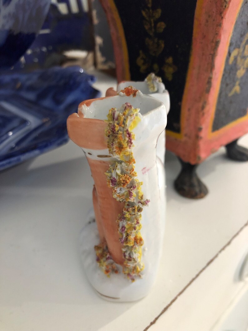 Vintage Staffordshire English Porcelain Double Vase Miniature Castle ...