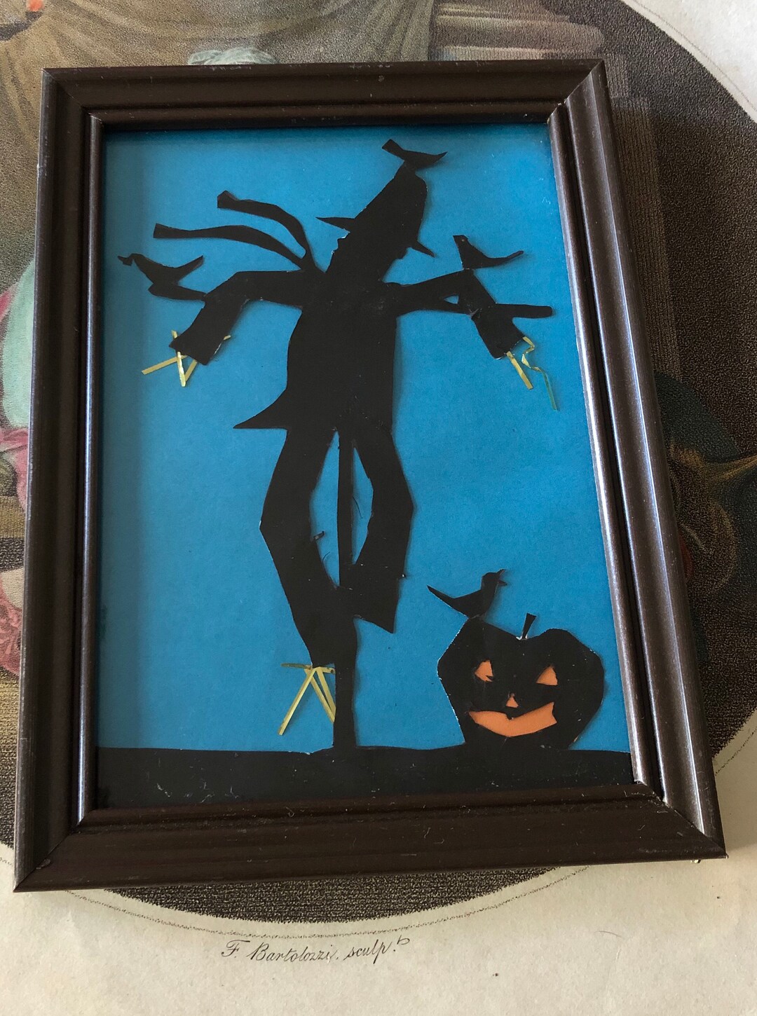 Vintage Halloween Paper Cutting German Scherenschnitte Scarecrow ...