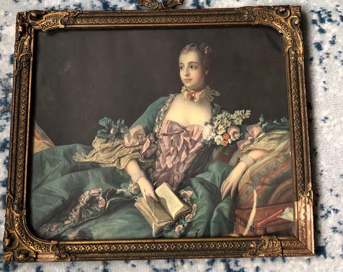 Antique Lithography Print Madame Du Barry Fancy Gilt Gesso Frame AS IS ...