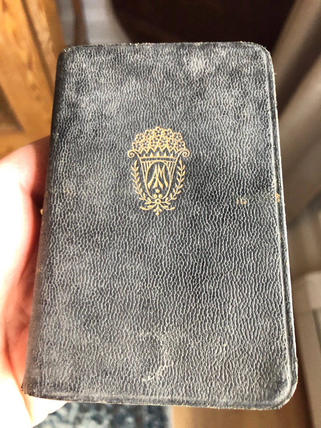 Antique Czech Psalm Prayer Book Religious Book Leather Marie Emblem ...