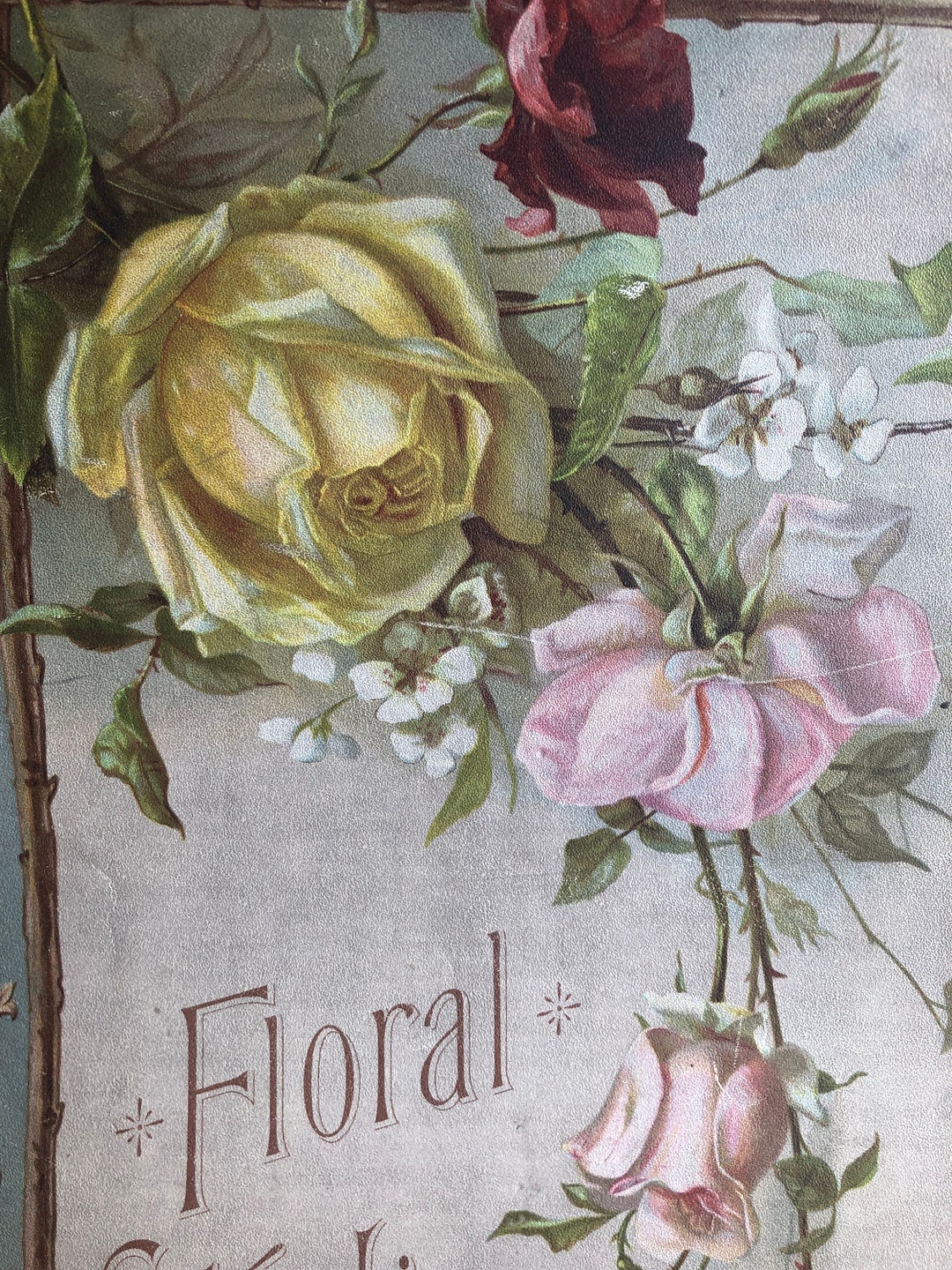 Large Antique Book Cover Floral Studies Lush Roses Rare Cottagecore ...