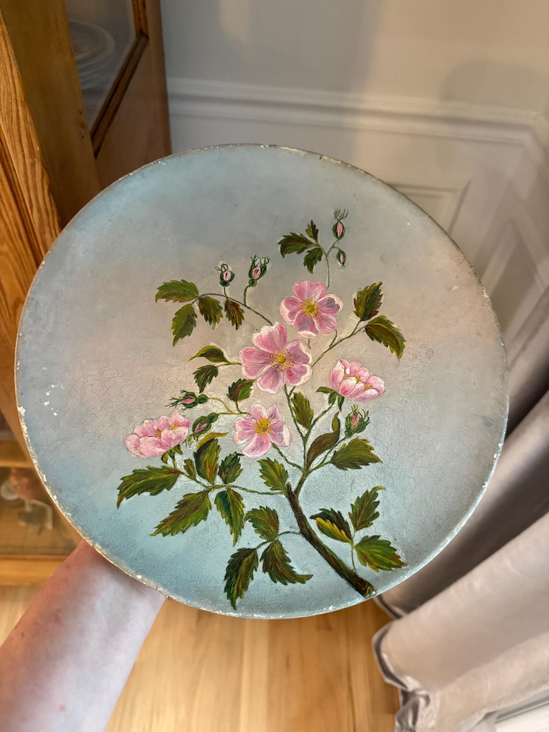 Antique Victorian Painting Floral Paper Mache Plate Art Antique Art ...