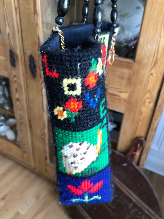 Great Vintage Punch Needle Cottage Core Handbag Purse… - Gem