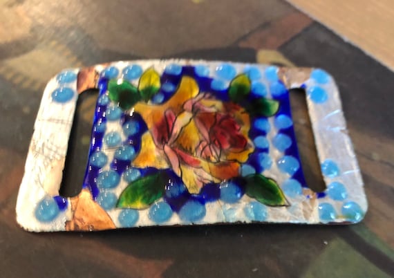 Stunning French Enamel Limoges Belt Buckle Dress Buck… - Gem