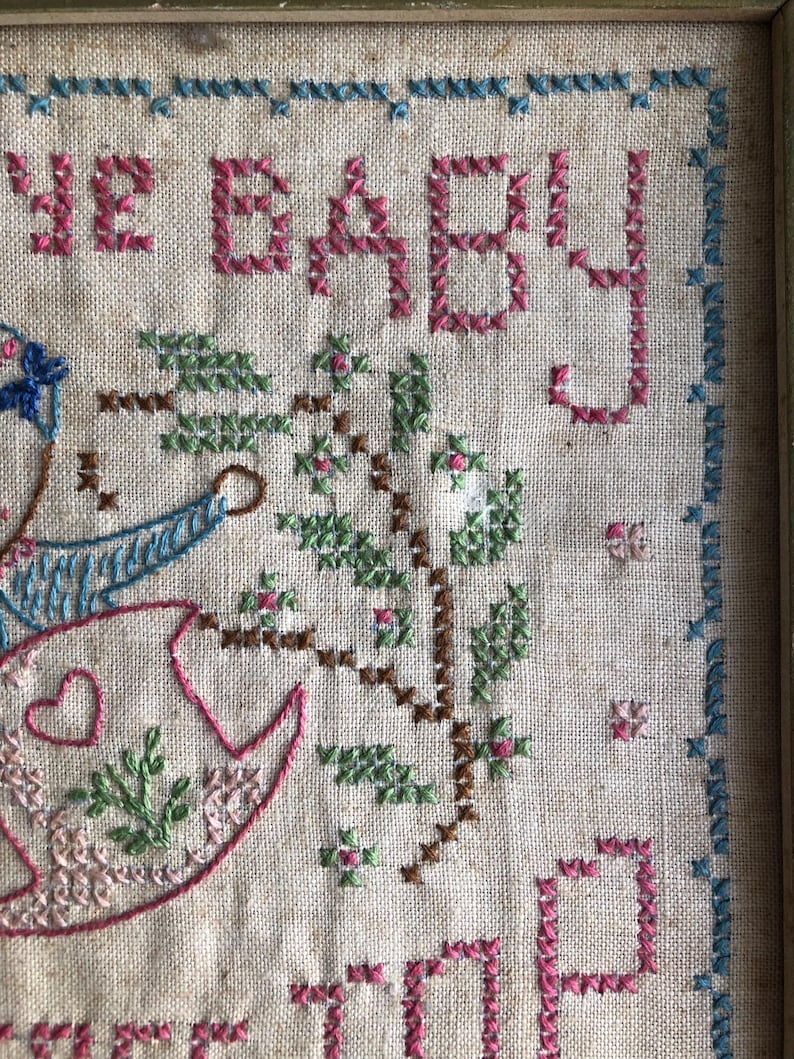 Rare Vintage Embroidery Rock A Bye Baby Complete Framed - Etsy