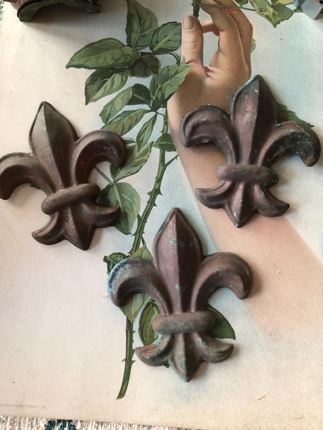 Antique Architectural Salvage Tin Zinc Metal Fleur De Lis French Lilly ...