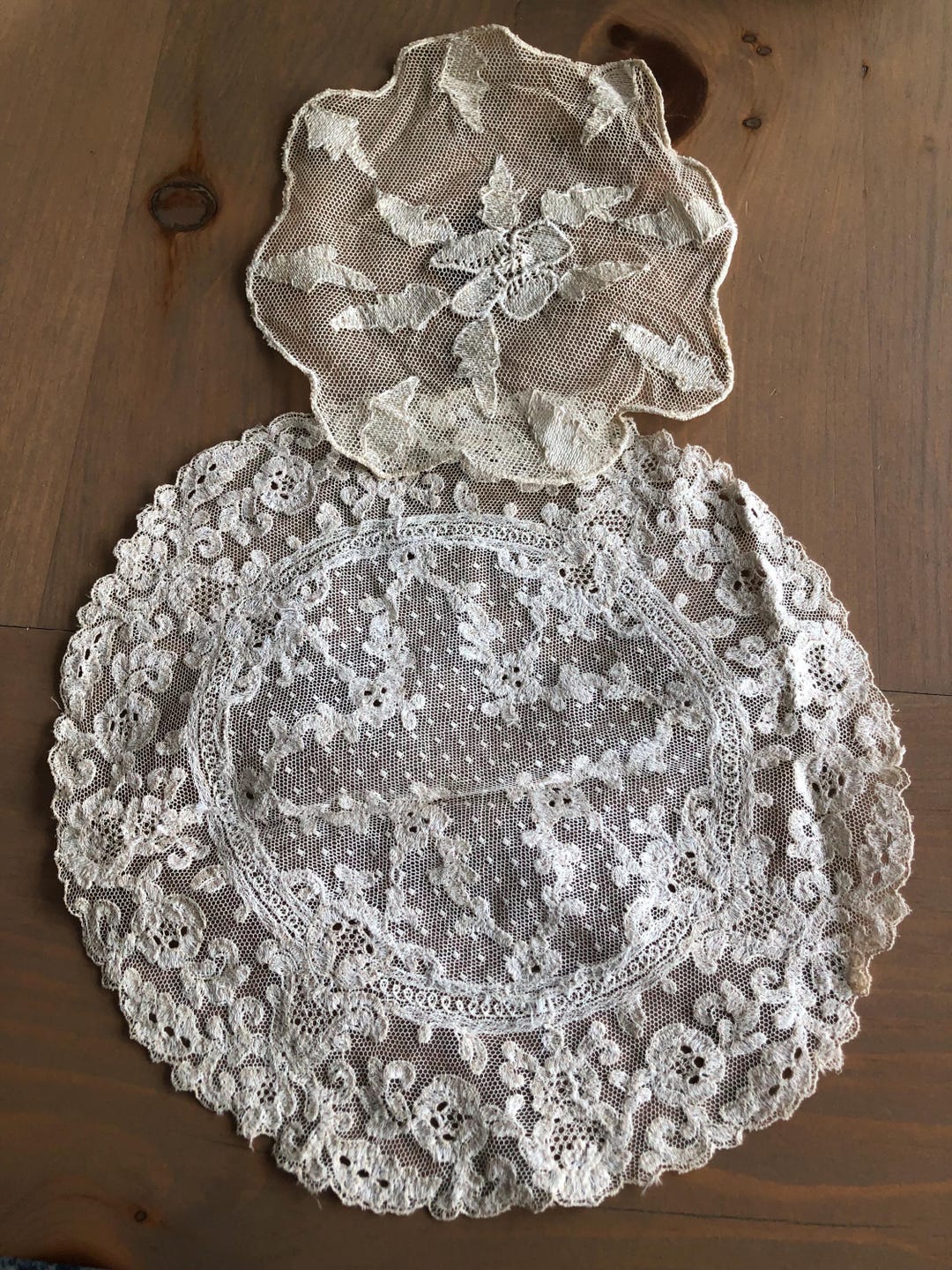 Two Antique Lace Doily Doilies Tambour Lace Net Lace Dresser - Etsy