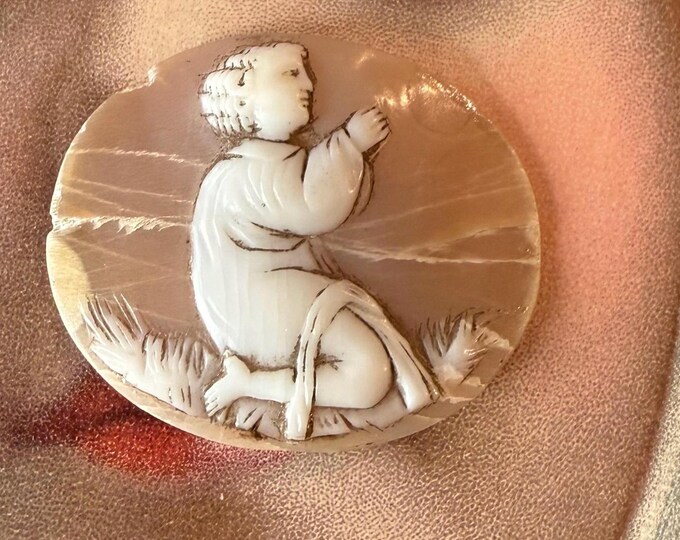 Antique Italian Shell Cameo Loose Religious Theme Child Praying Destash ...
