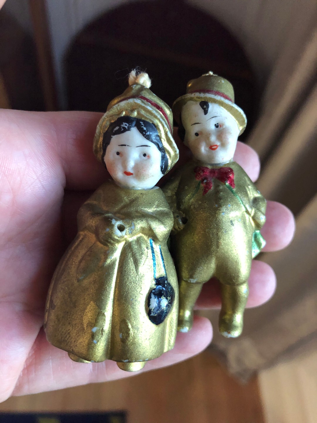 Antique German Hertwig Doll Set Boy & Girl Gilded Miniature Doll Set - Etsy