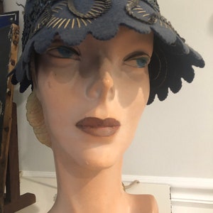 Antique Flapper Hat Cloche Hat Gatsby Periwinkle Color Sequins & More ...