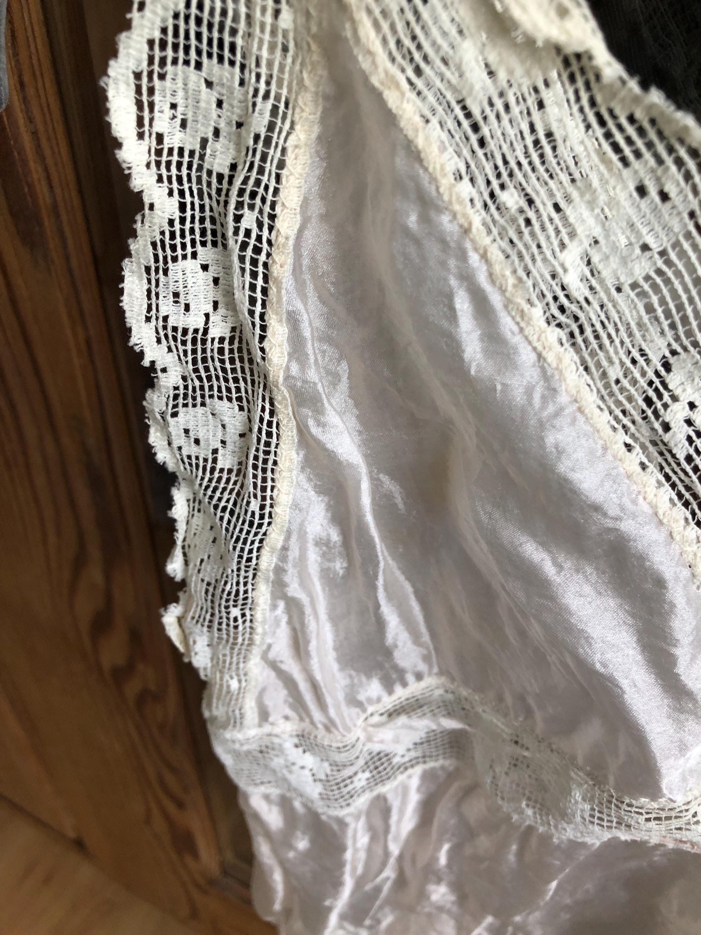 Antique Victorian Undergarment Chemise Silky Fabric Darling Embroidered ...