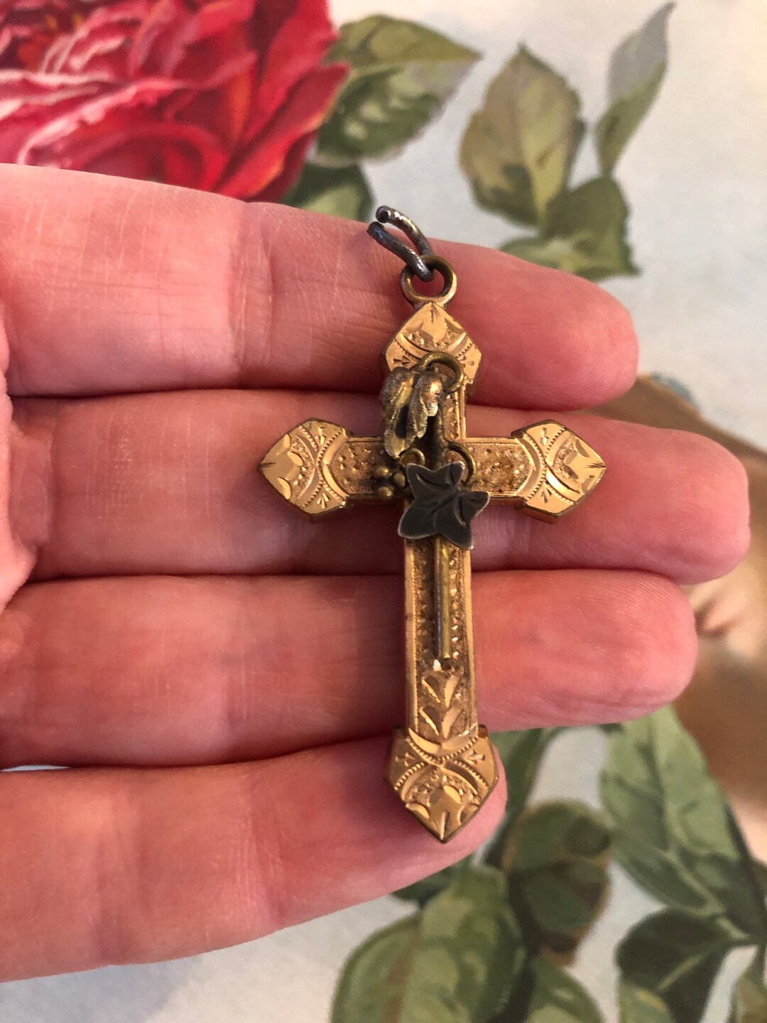 Antique Victorian Rose Gold Cross Crucifix Tri Color Pendant - Etsy