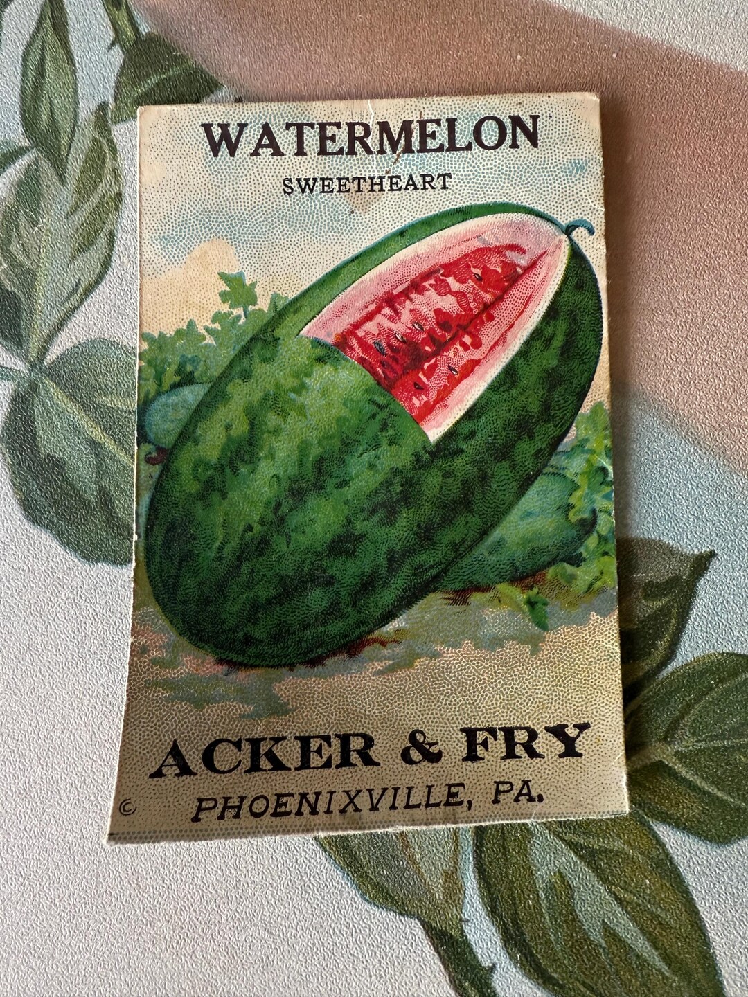 Antique Seed Packet Watermelon Sweetheart Acker & Fry Garden Seeds ...