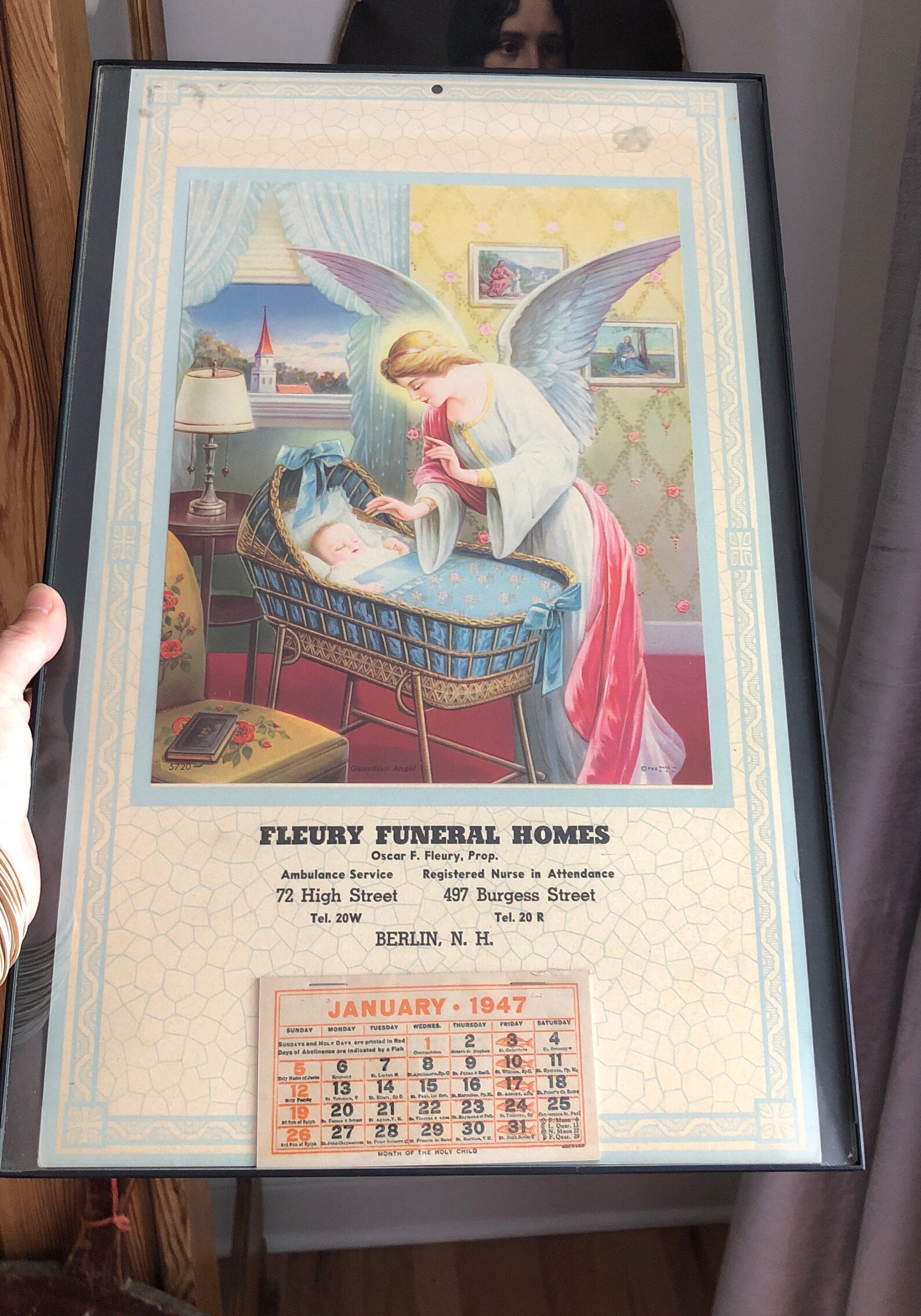Vintage Circa 1942 Antique Funeral Home Calendar Beautiful Guardian ...