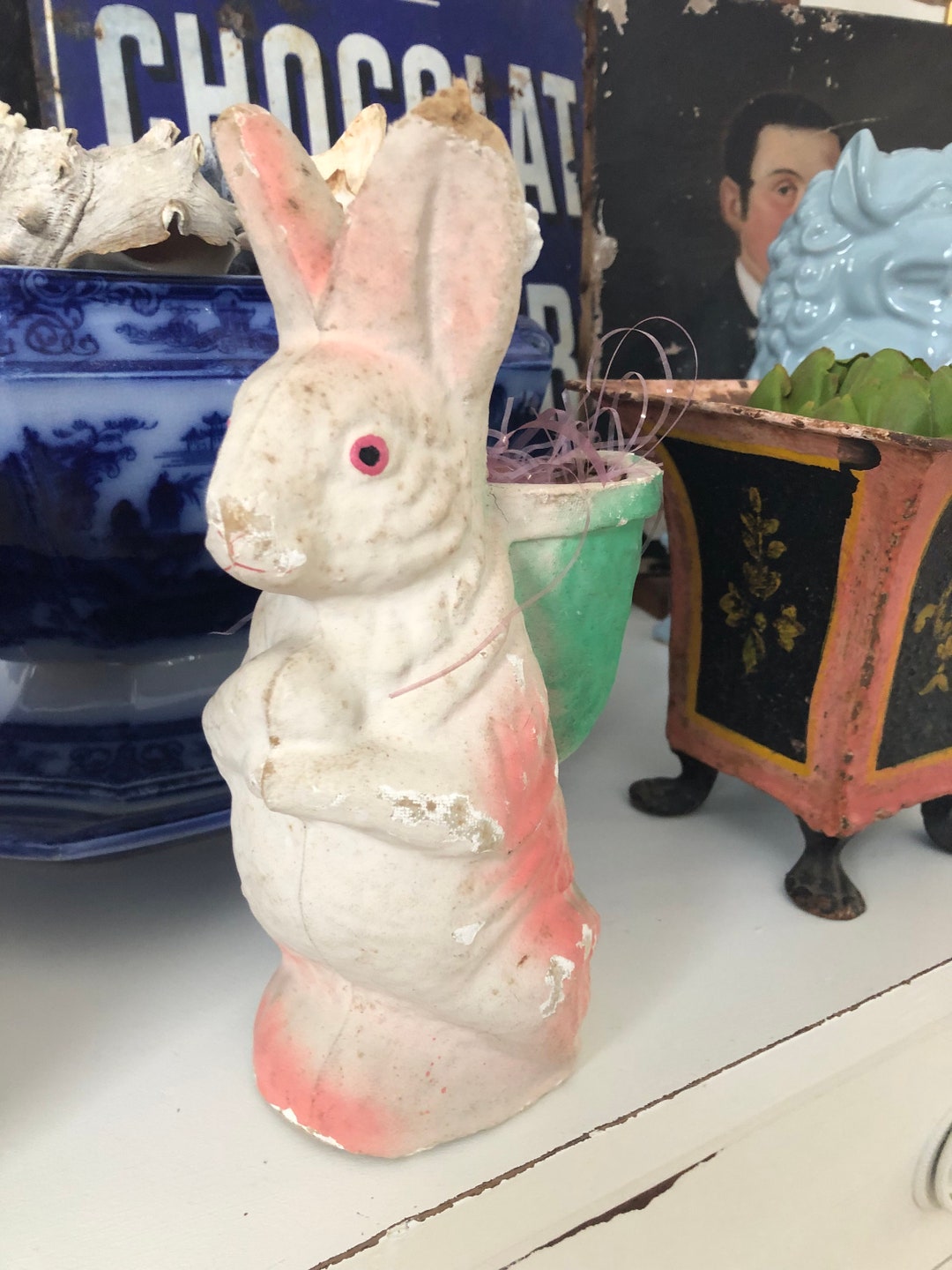 Vintage Pulp Bunny Rabbit Candy Container Lavender Vintage Grass Easter ...