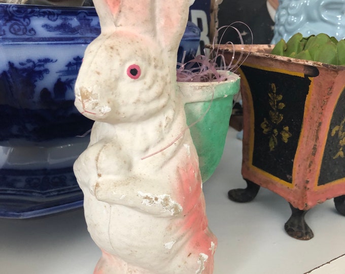 Vintage Pulp Bunny Rabbit Candy Container Lavender Vintage Grass Easter ...
