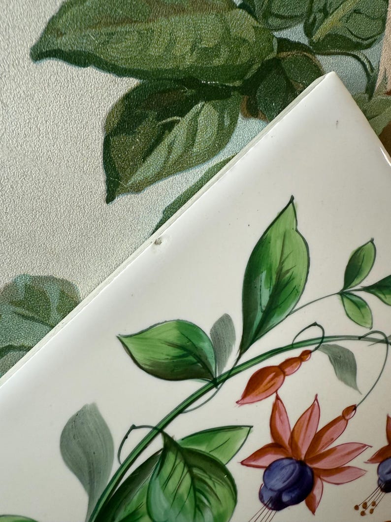 SALE Antique English Tile Wall Tile Backsplash Hand Painted Bleeding ...