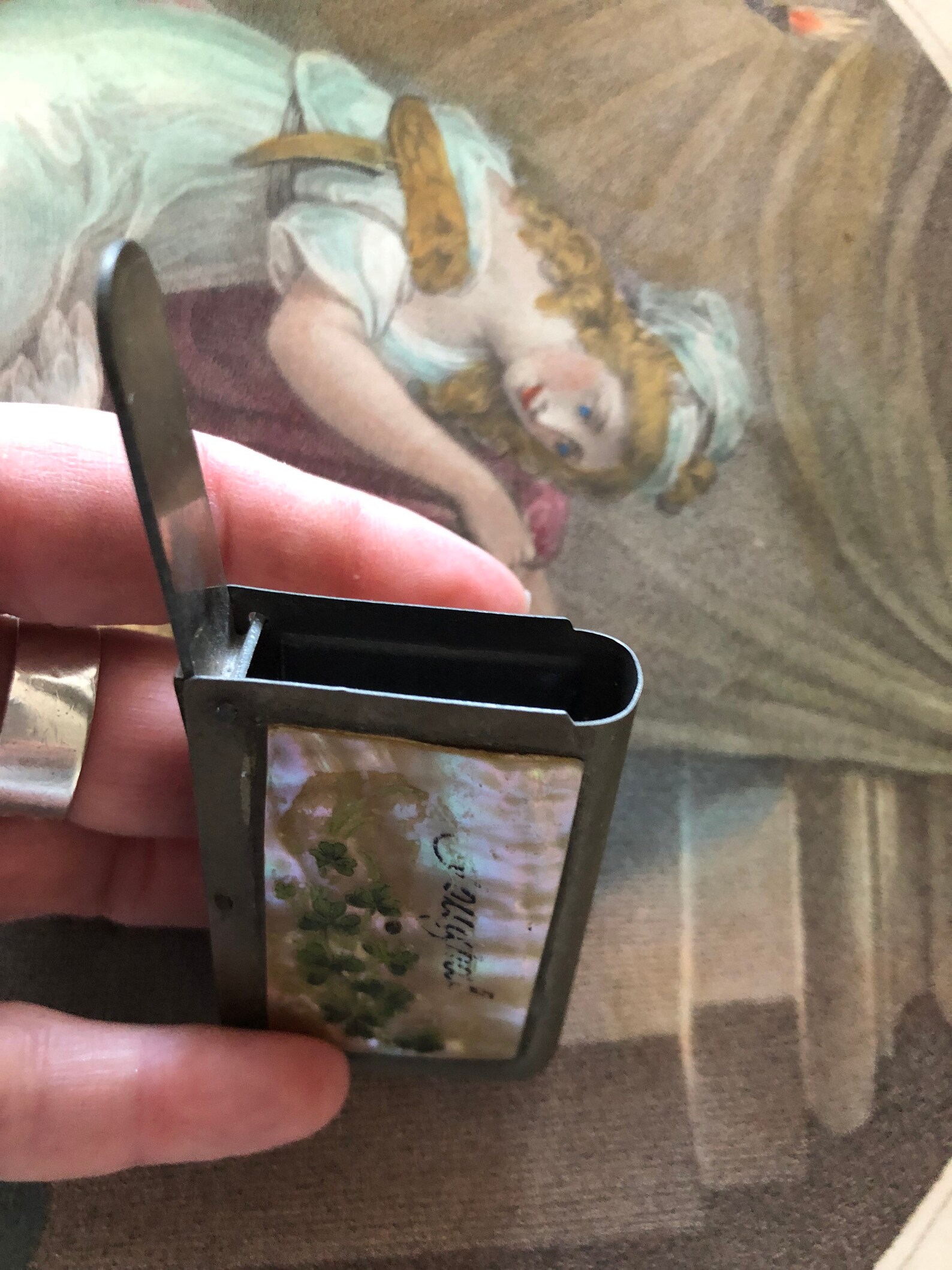 Sweet Antique Match Box With Striker Mother of Pearl Inlay Lucky ...