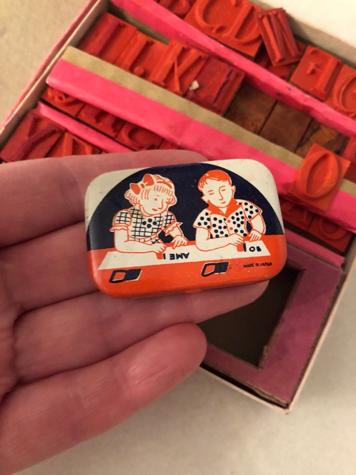 Vintage Miniature ABC Stamp Set With Tin Ink Pad Childrens Toy - Etsy