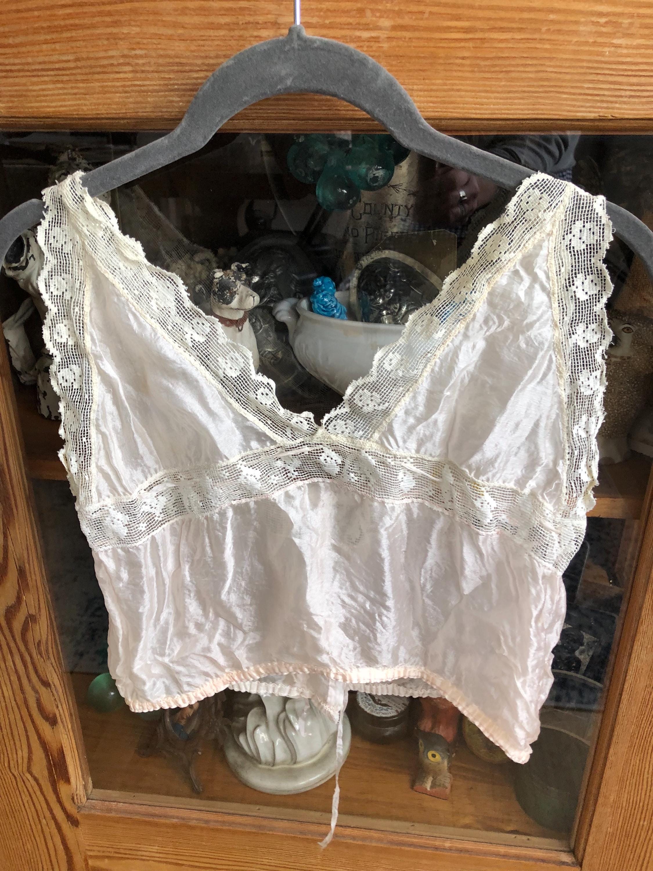 Antique Victorian Undergarment Chemise Silky Fabric Darling Embroidered ...