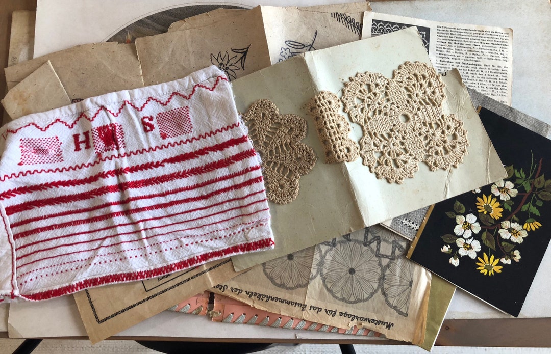 Antique German Red Work Mini Sampler German Estate and More Embroidery ...