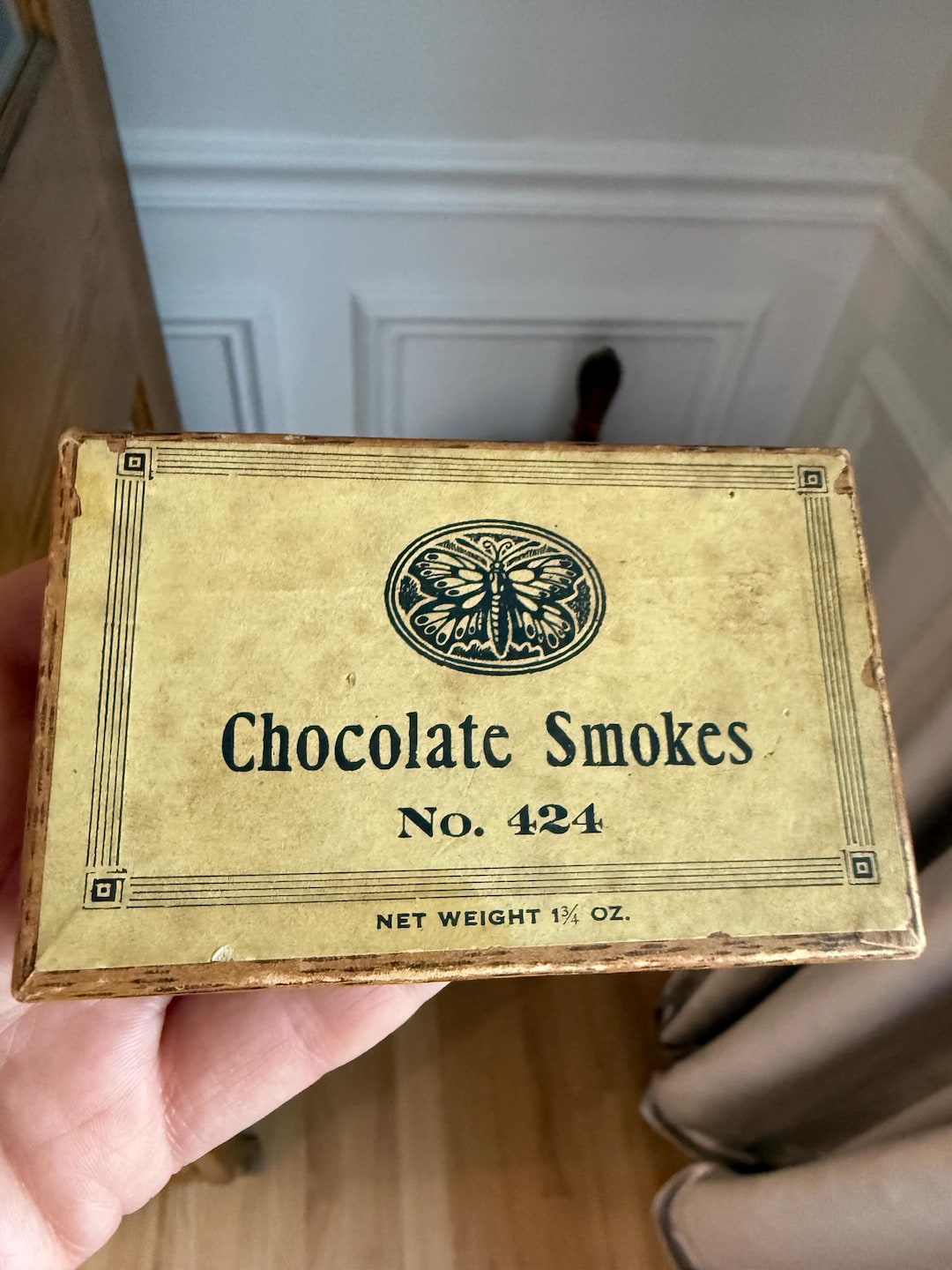 Antique Candy Box Vintage Box Chocolate Smokes Butterfly Decor ...