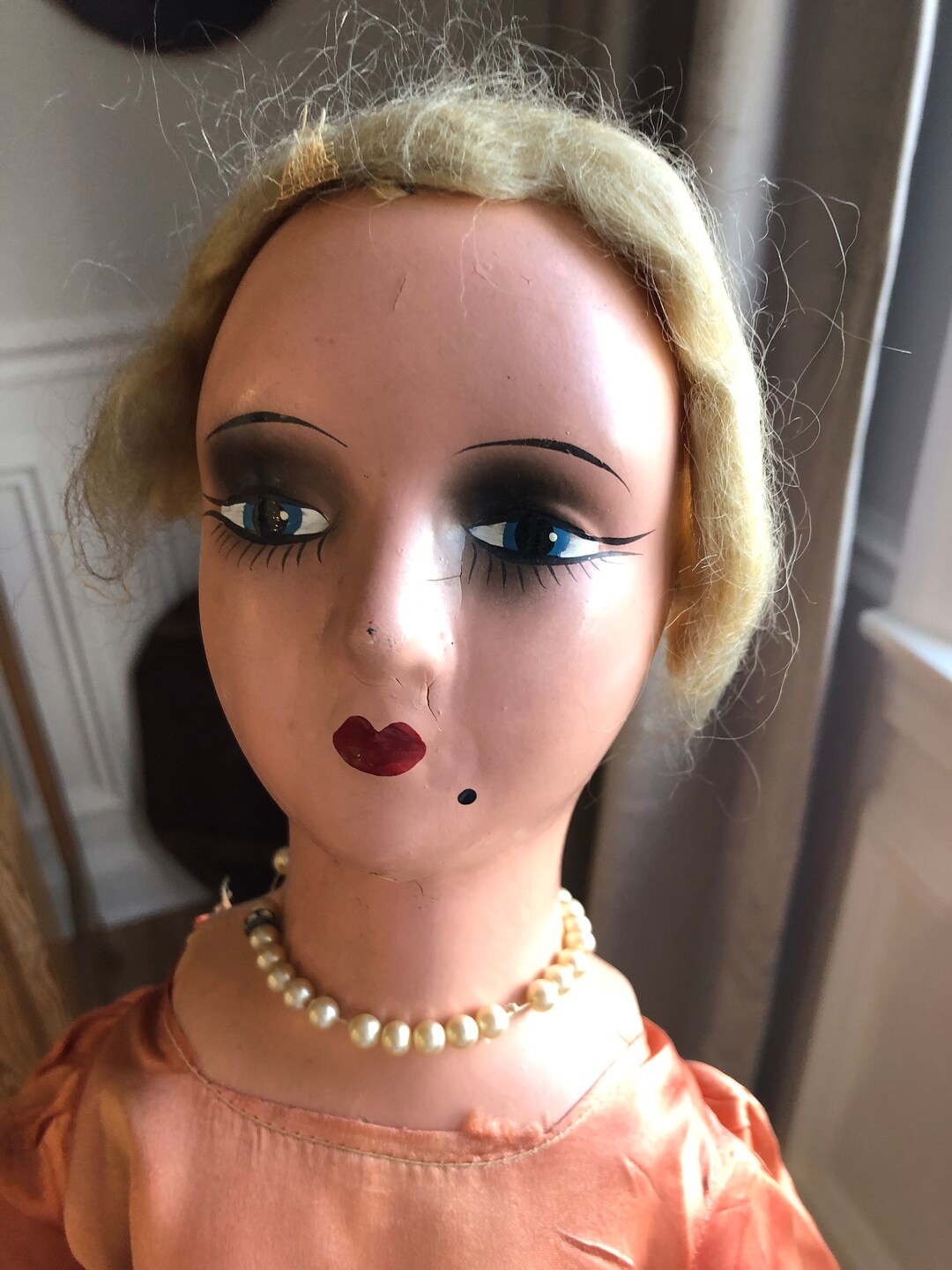 Antique Art Deco Boudoir Bed Doll Circa 1920s Flapper Composition Doll ...