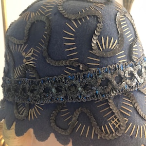 Antique Flapper Hat Cloche Hat Gatsby Periwinkle Color Sequins & More ...