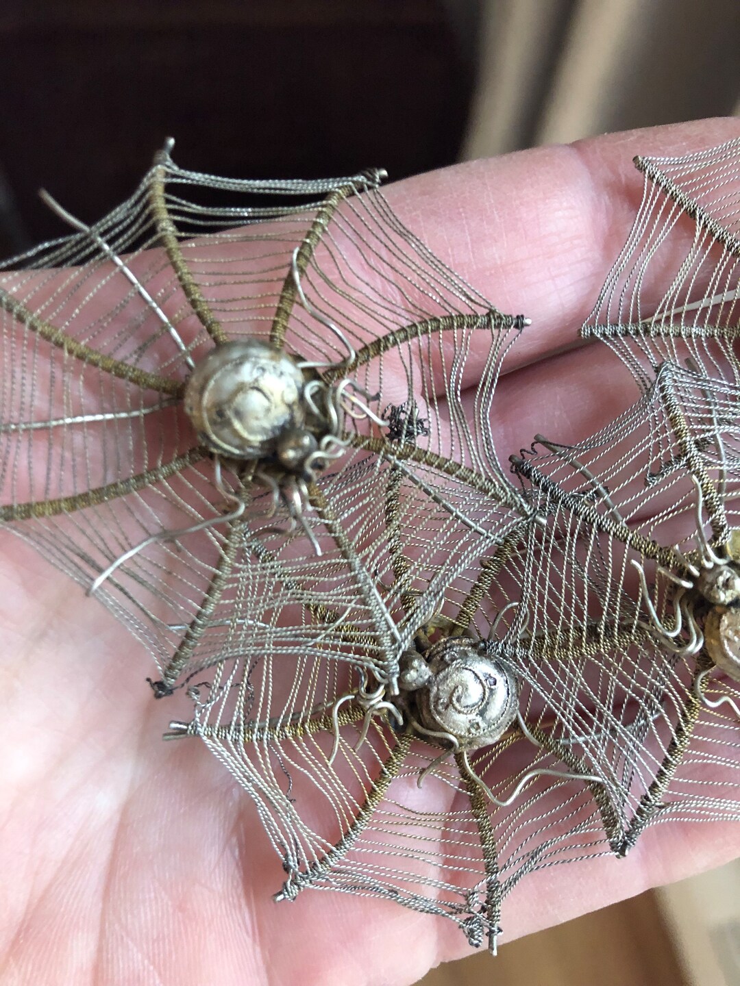 Antique Victorian Silver Spun Filigree Spiderweb Place Card Name Marker ...