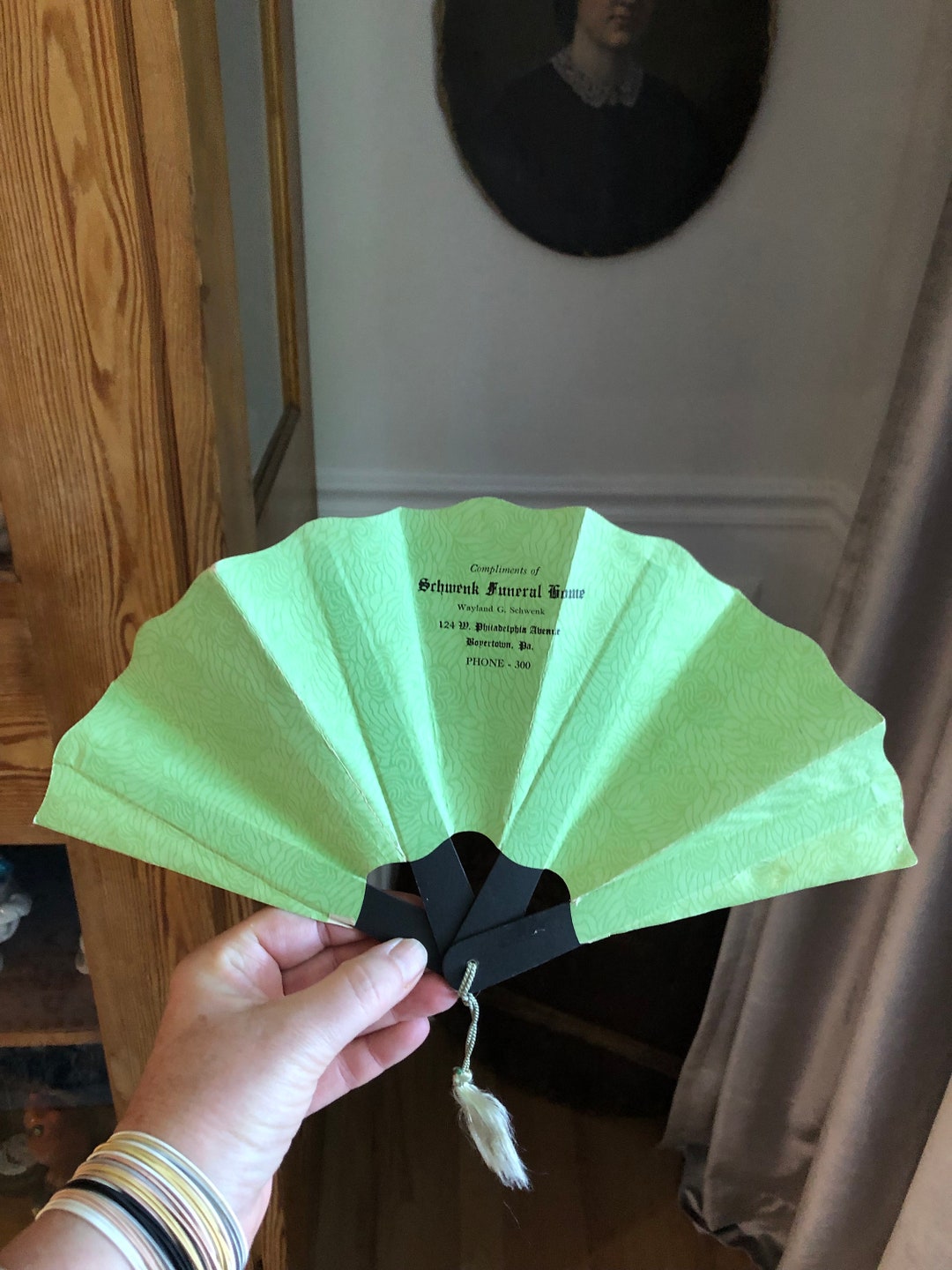 Vintage Funeral Fan PA Foldable Paper Hand Fan Funeral Advertising Foil ...