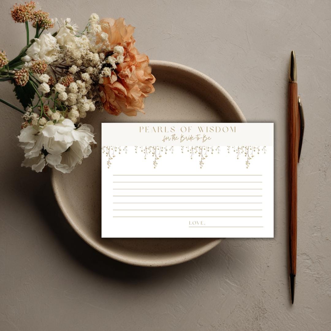 Pearls of Wisdom Bridal Shower Advice Card (printable PDF) - Etsy
