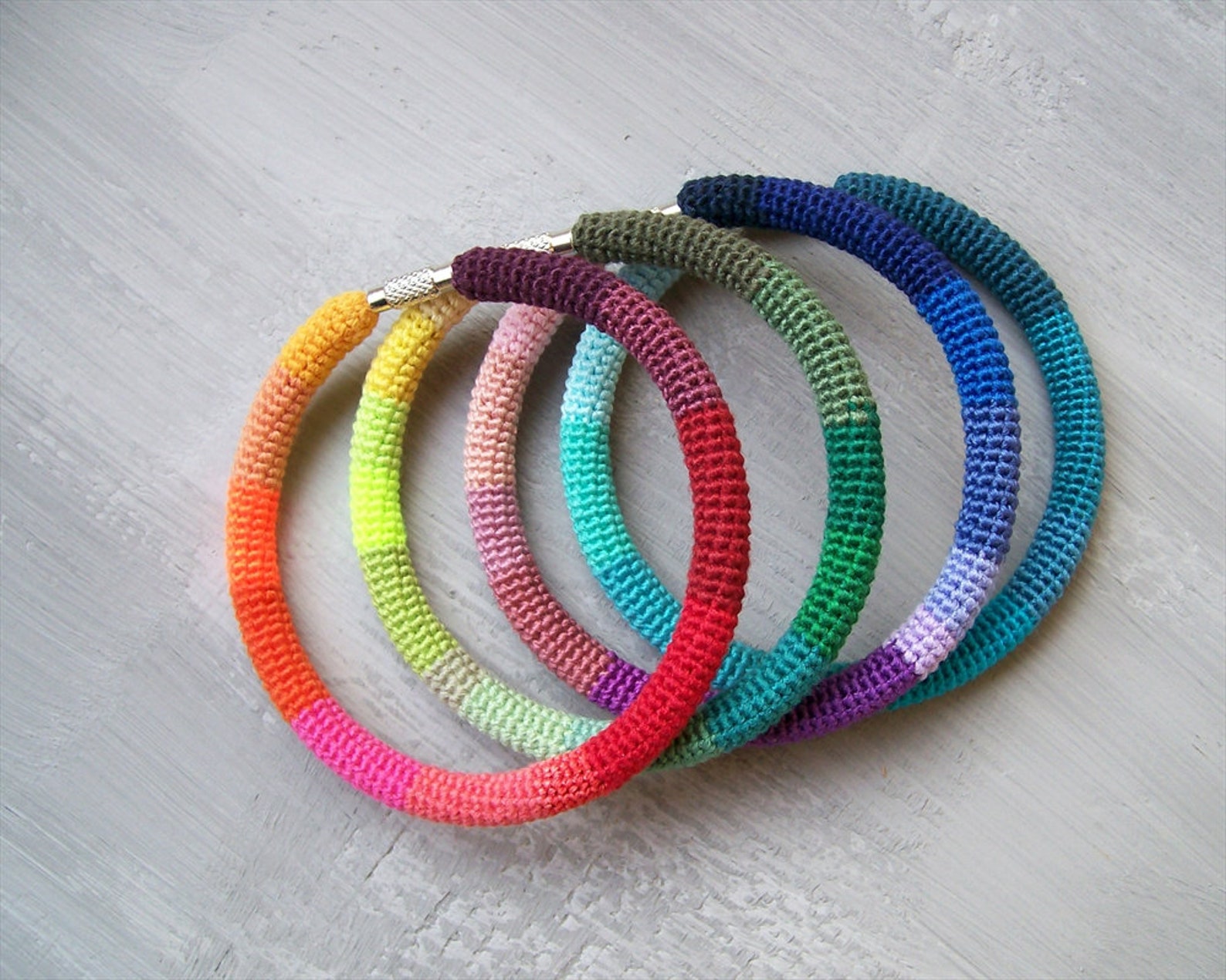 4 Rainbow Bangles Stacked Bracelets Color Galore Bangles - Etsy