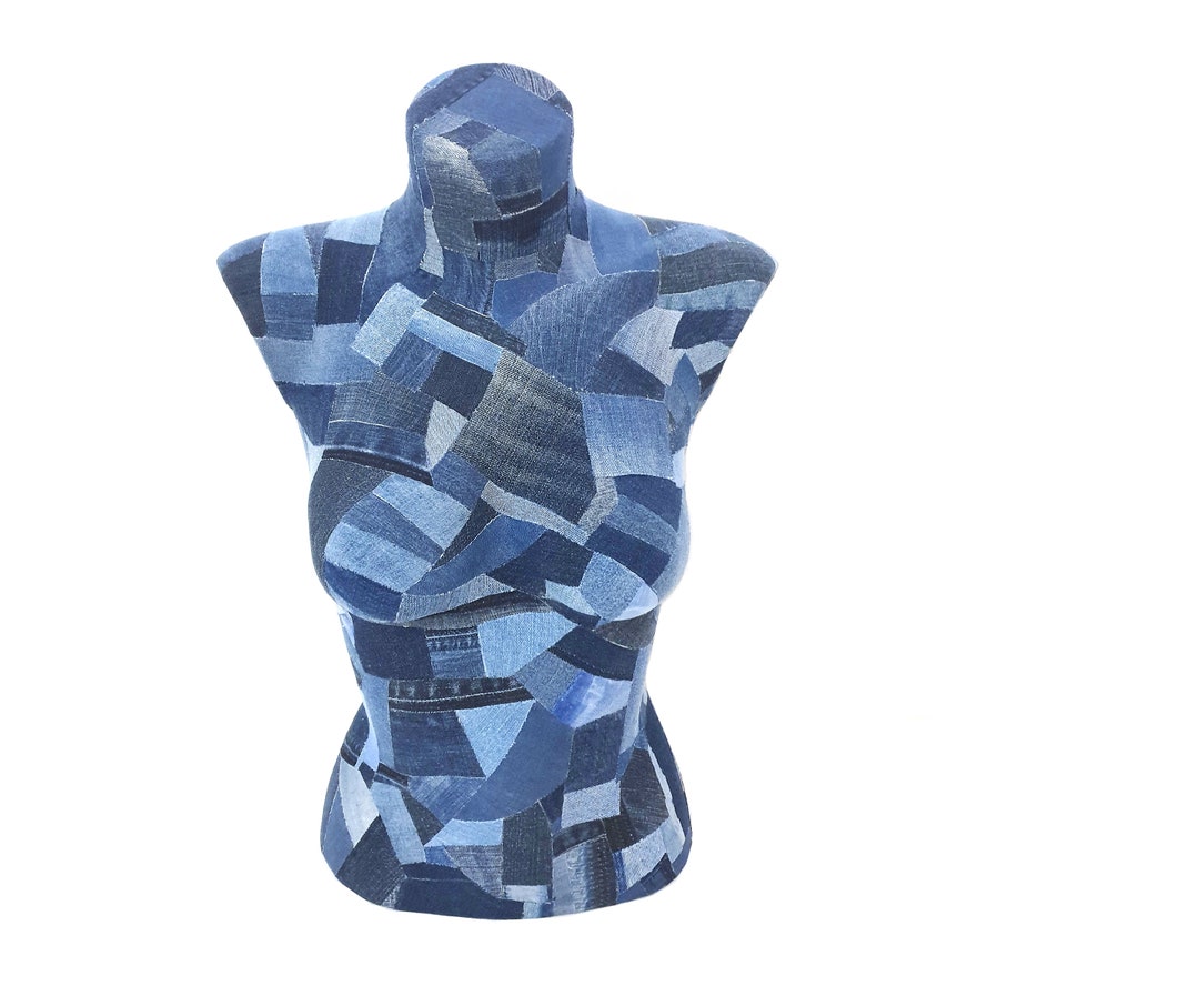 Crazy Patchwork Denim Mannequin, Denim Shop Decor, Denim Torso Statue ...