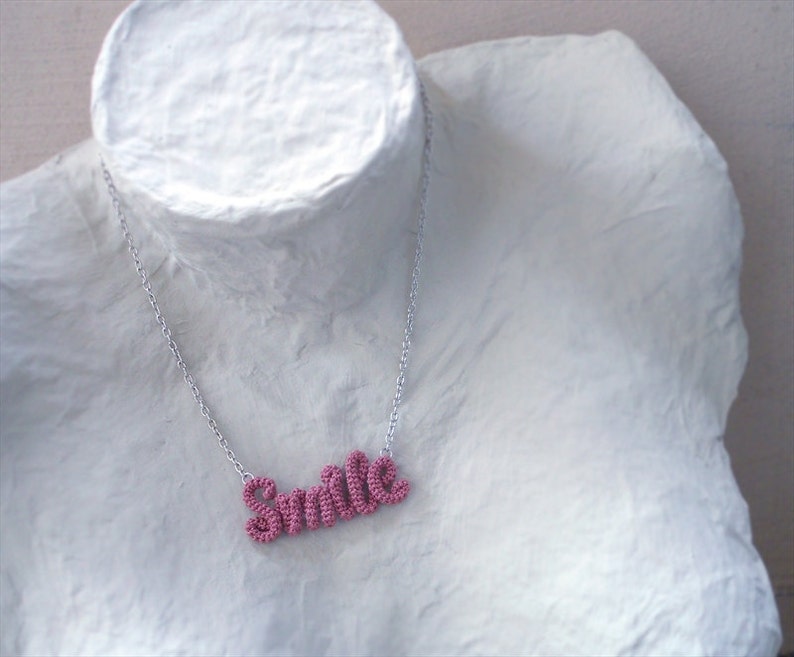 Smile Necklace Word Pendant Inspirational Friendship - Etsy