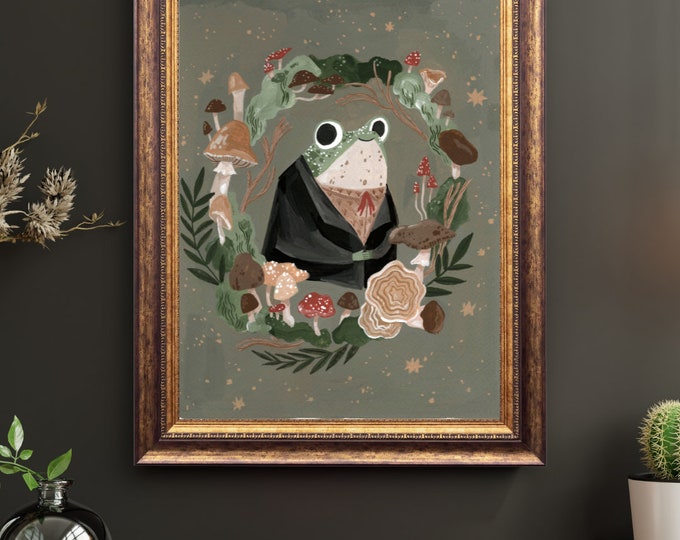 Goblincore Frog Friend Art Print 8x10 Fine Art Print - Etsy