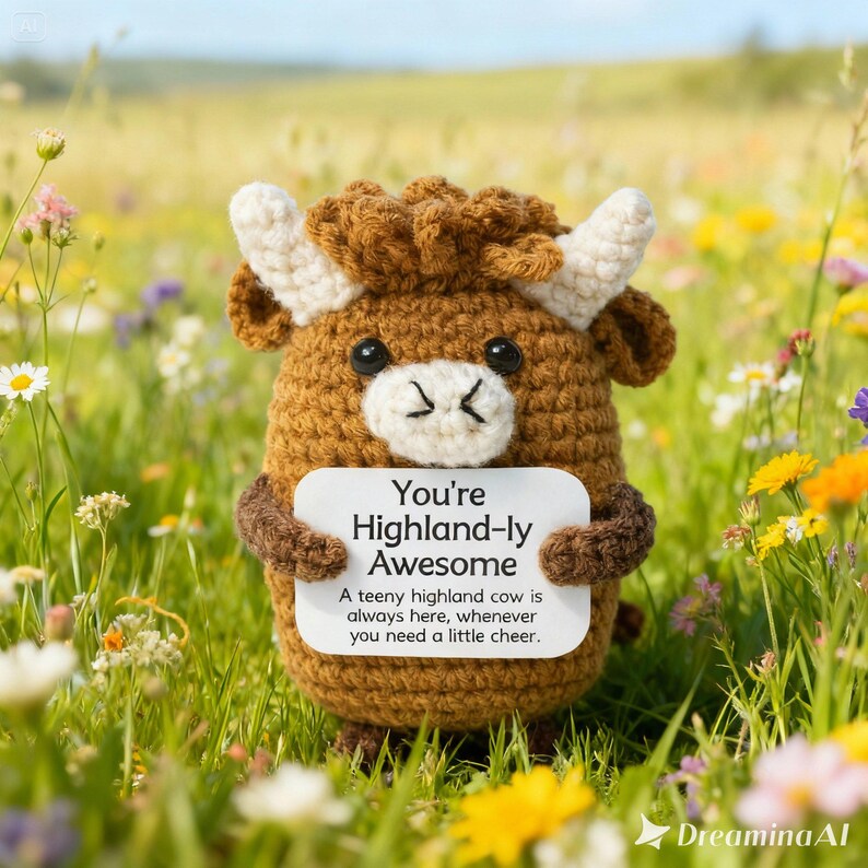 Positive Moo Crochet Cow Plush | Handmade Amigurumi Kawaii Cow Toy ...