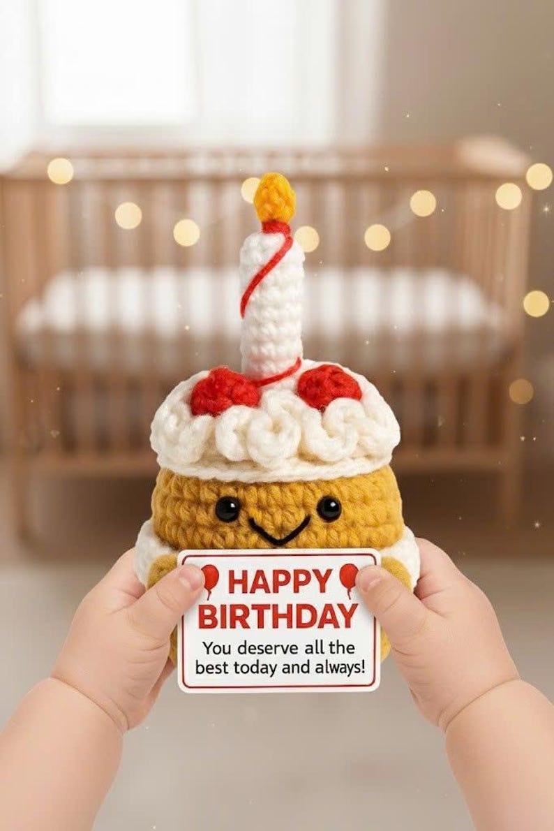 Crochet Birthday Cake, Positive Message, Teacher Gift - Etsy
