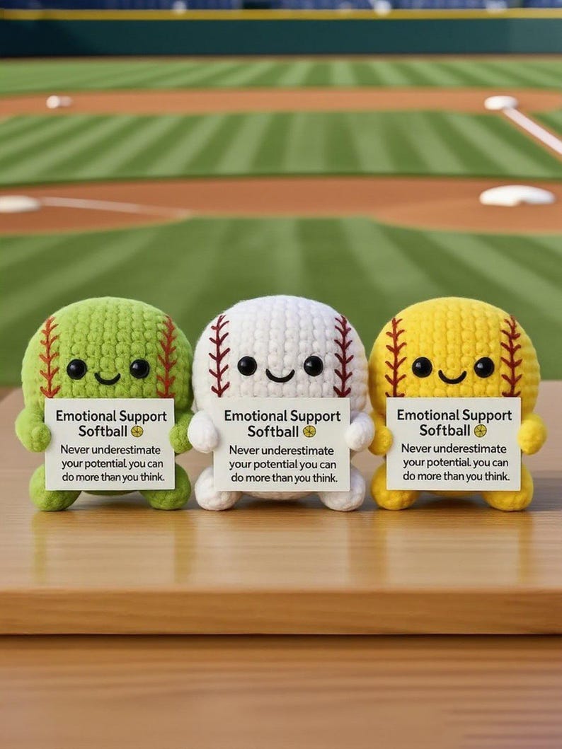 Funny Crochet Softball, Emotional Support Softball Toy, Cheer up Gift ...
