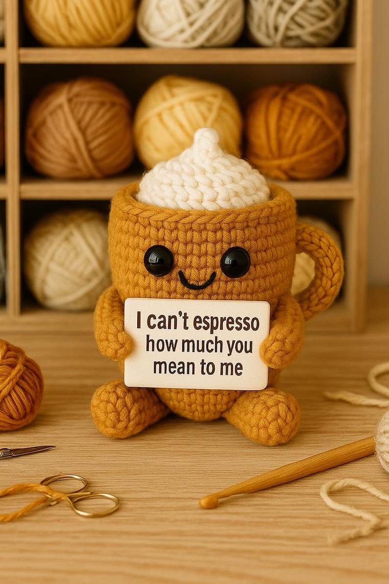 Crochet Coffee Plush Toy, Handmade Amigurumi Espresso Gift - Etsy